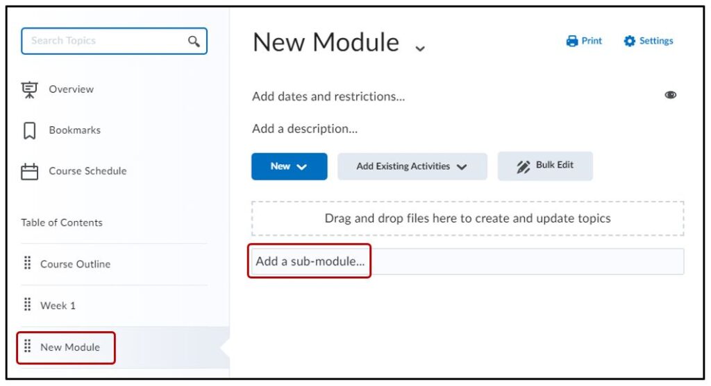 How to Add or Delete Modules or Topics in the Content Tool | BCIT Tech ...
